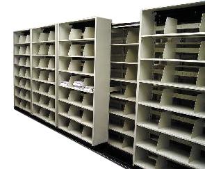 4-Post Movable Lateral Shelving, Bi-File High Density Storage System ...