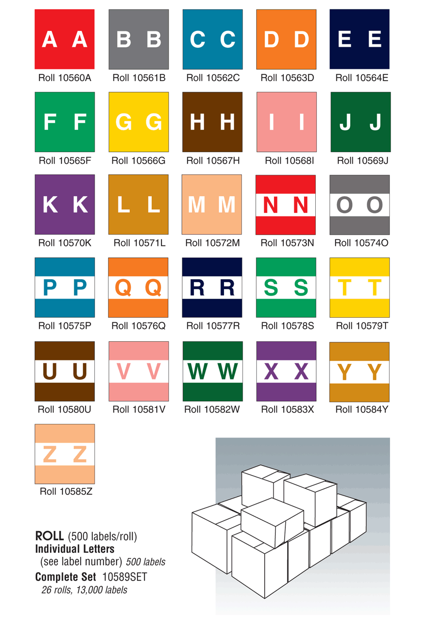 Ames Alpha Labels, L178 Series, A-Z - Ames Color File - In Stock ...