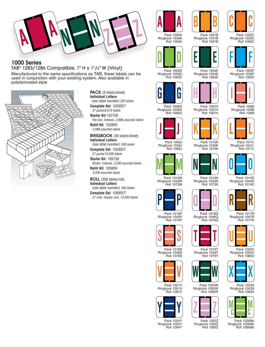 Tab Alpha Labels 1283, 1286 Series for Patient Chart, Folder and ...